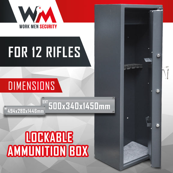 Key-Lock Gun Cabinet for 12 Firearms – Secure Safe with Ammunition Com ...