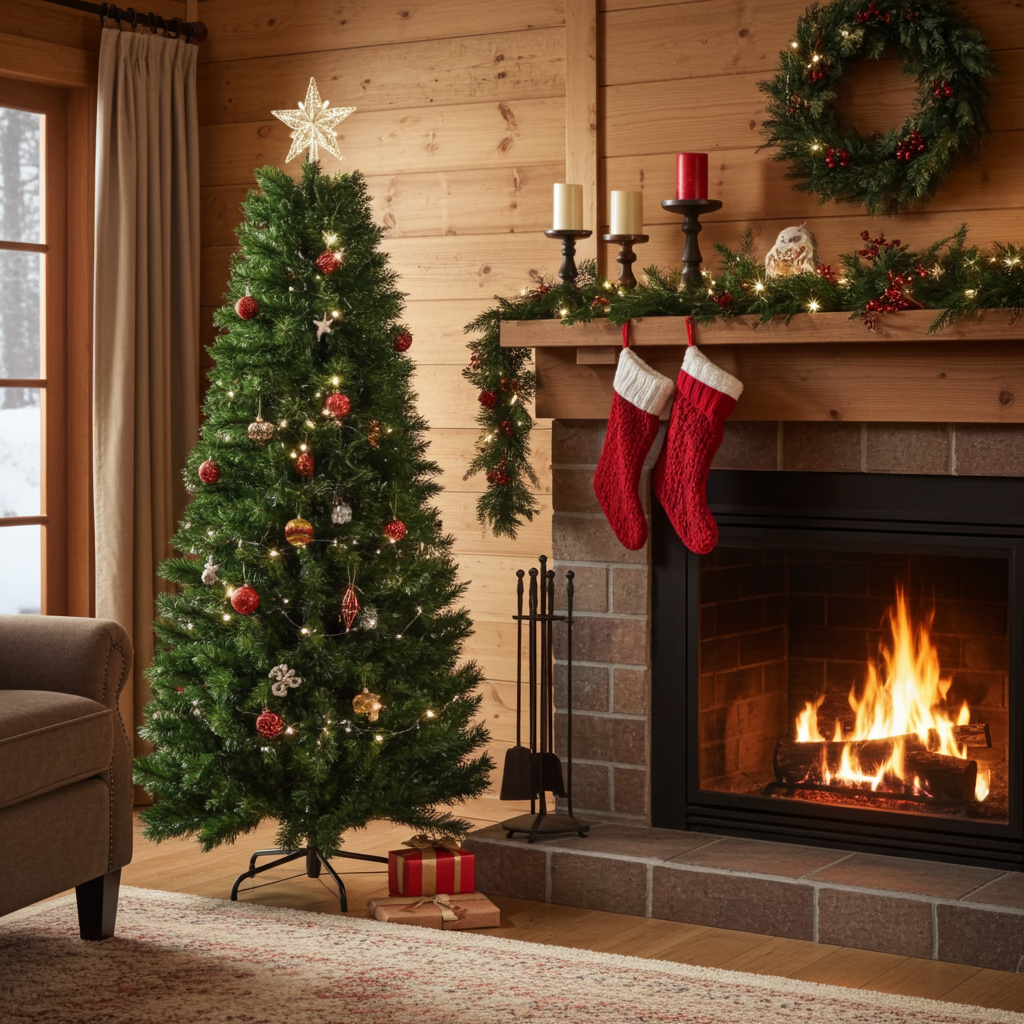 Alaskan Fir Christmas Tree 180 cm – Green PVC – Pre-Shaped Branches Ø9 ...