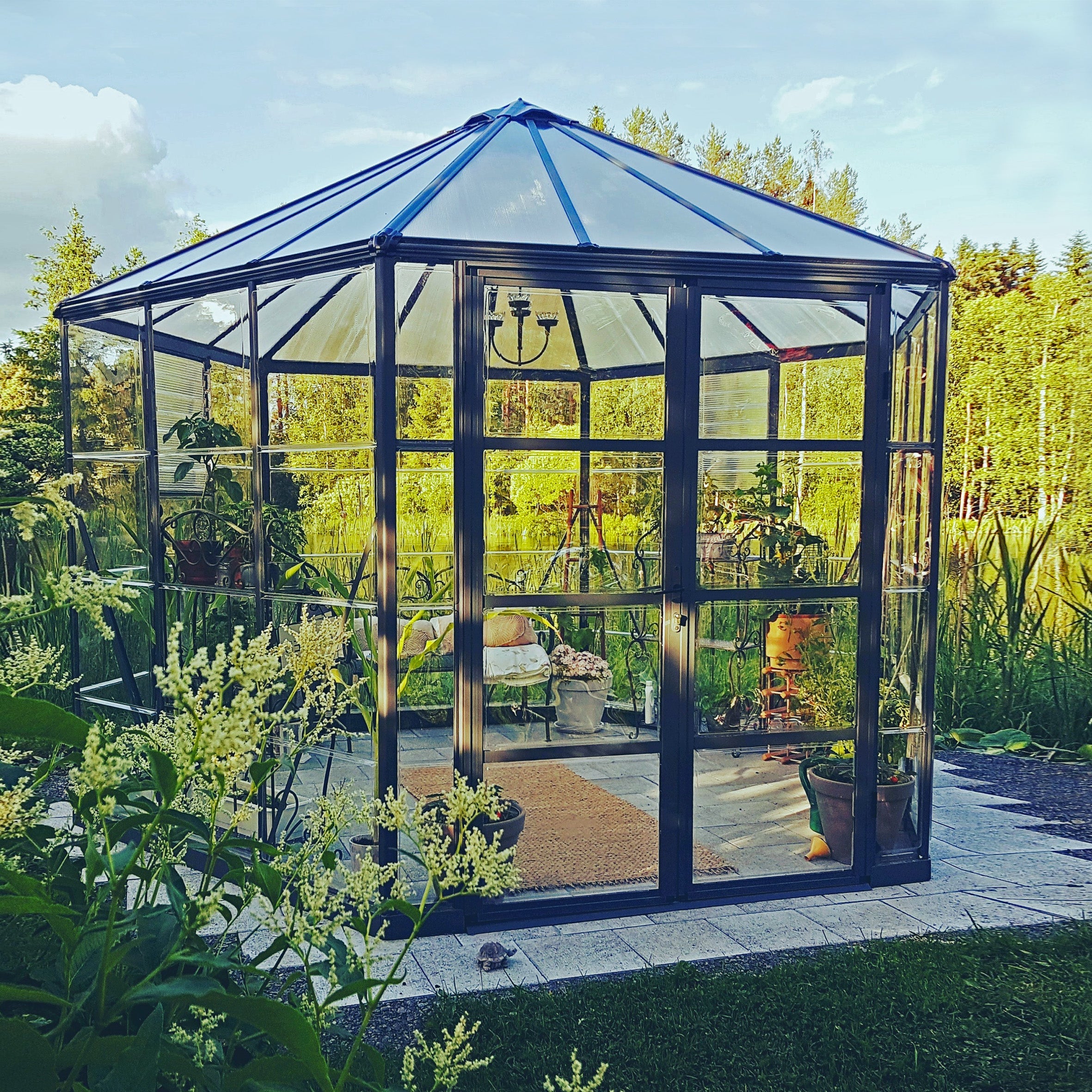 Oasis kas 11,5 m² grijs aluminium en hybride polycarbonaat ...